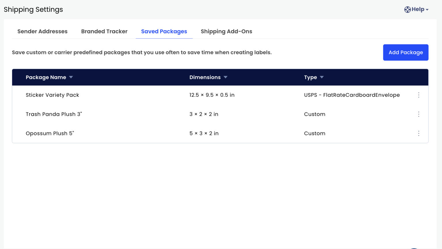 New Saved Packages Feature & Shipping Settings Menu - EasyPost
